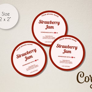 Editable Jam Canning Round Label Template: Homemade Food Sticker ...