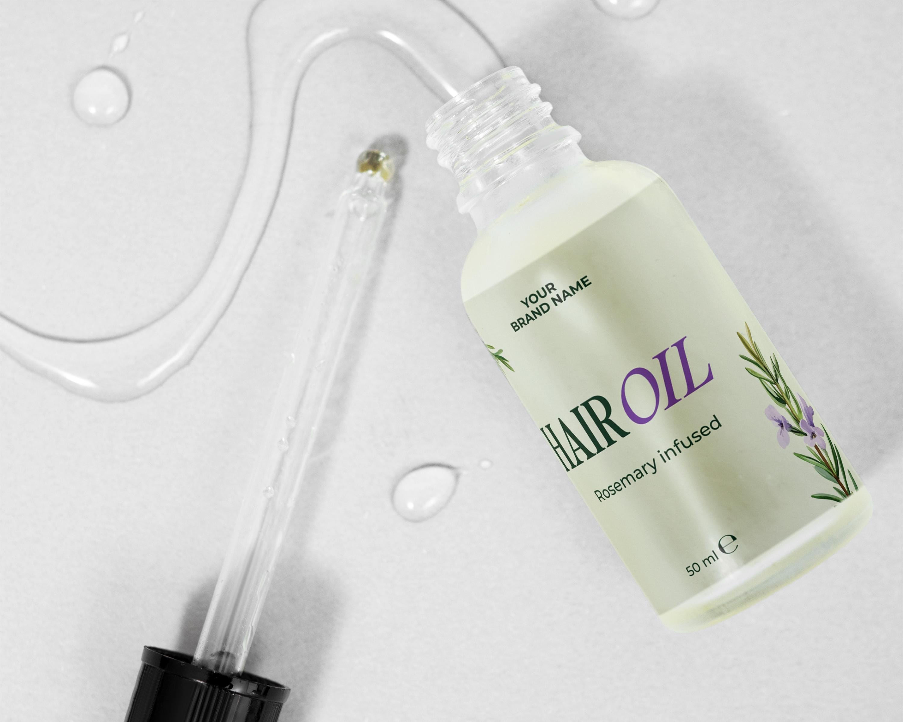 Editable Rosemary Oil Label Template: Custom Hair Growth Serum Sticker ...