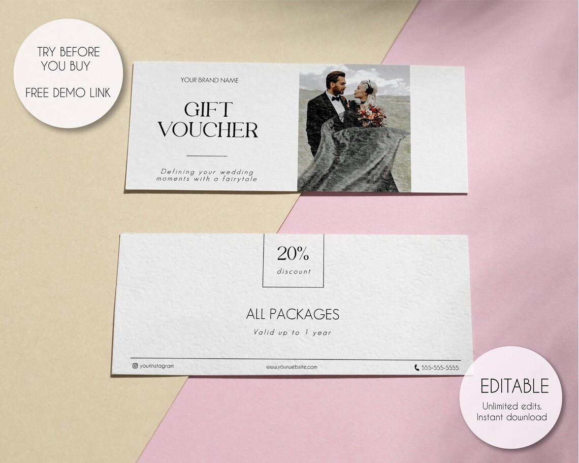 Editable Gift Voucher Template, Minimalist Gift Certificate Template ...