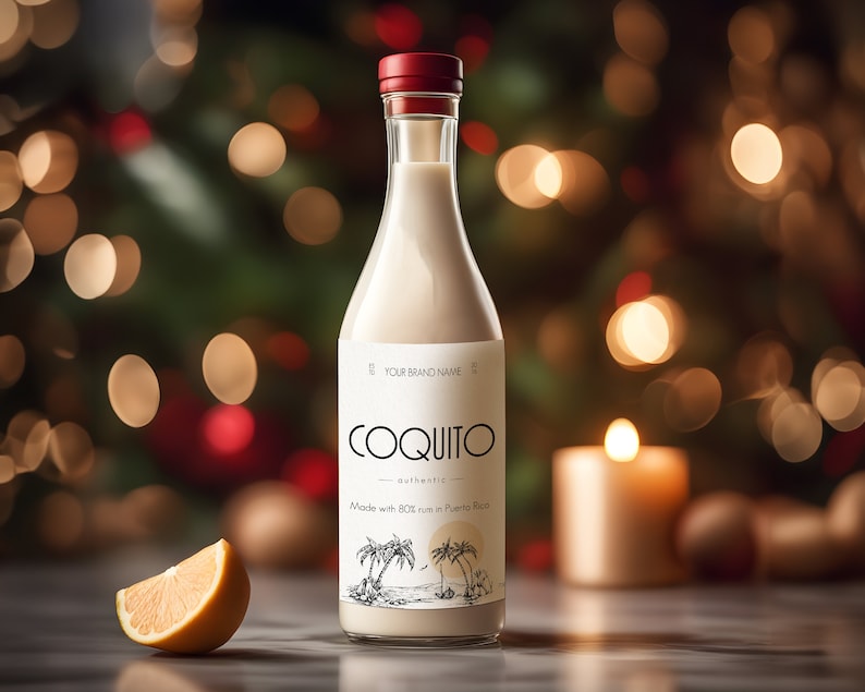 Editable Coquito Bottle Label: Minimalist Christmas Liquor Template ...