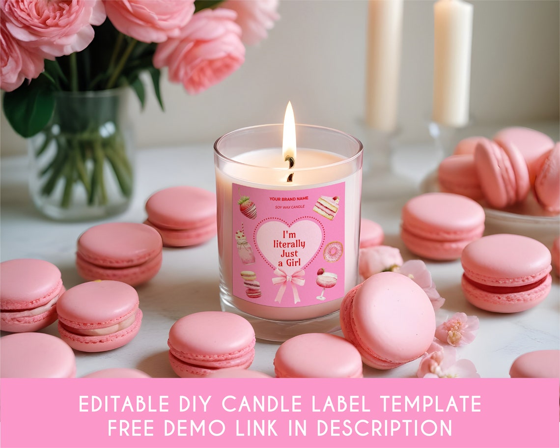 Editable I'm Literally Just a Girl Candle Label Template, Printable ...