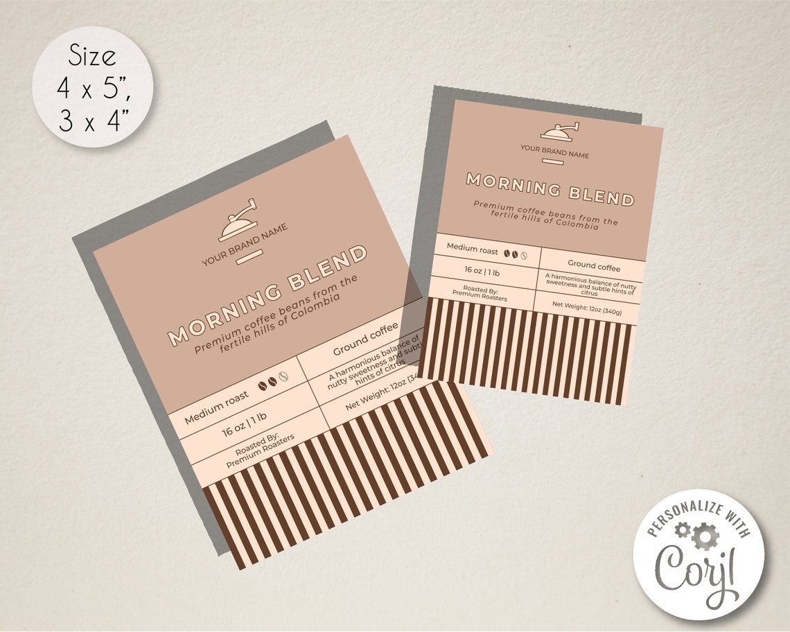Editable Modern Coffee Bag Label Template, Printable Luxury Coffee ...