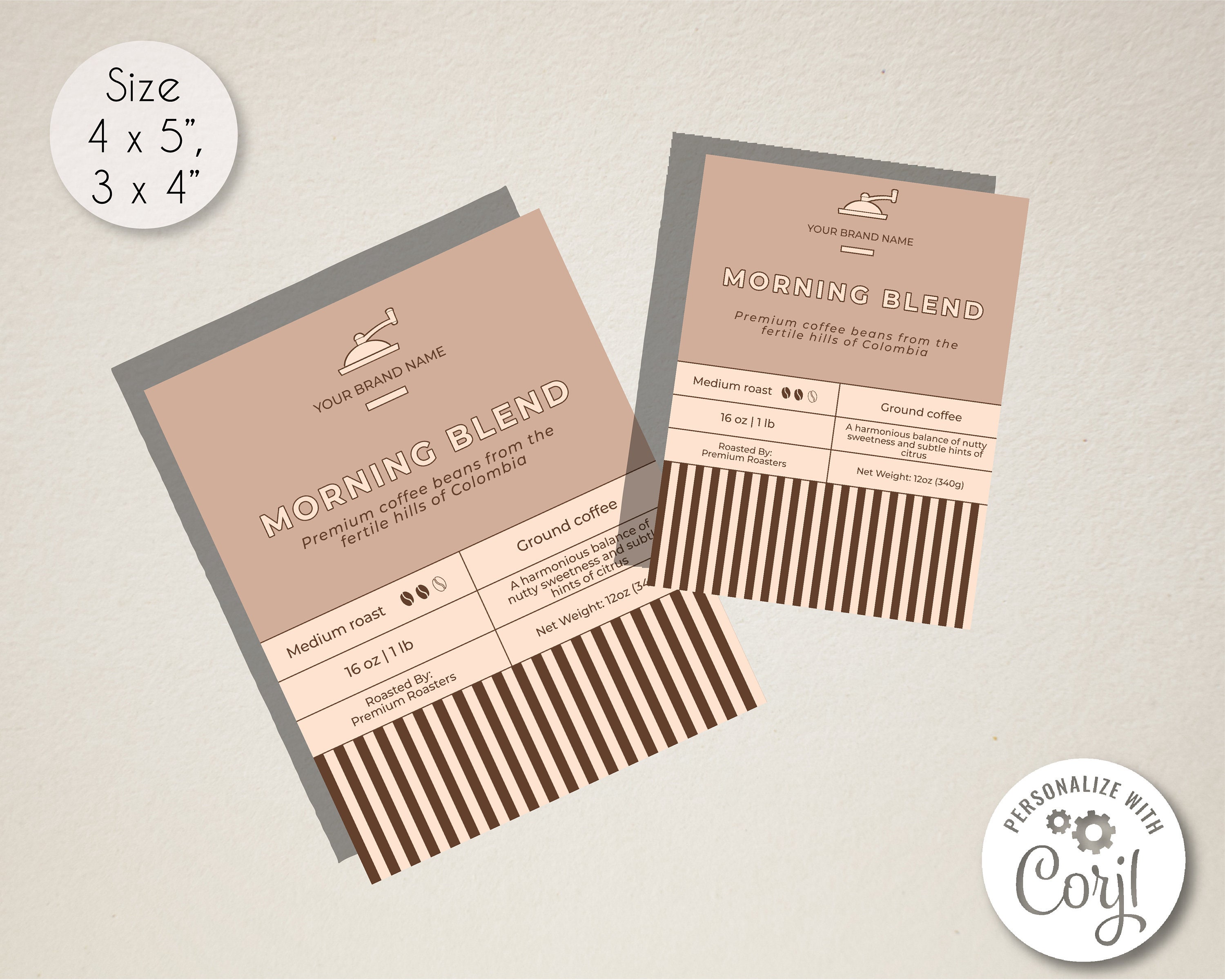 Editable Modern Coffee Bag Label Template, Printable Luxury Coffee ...