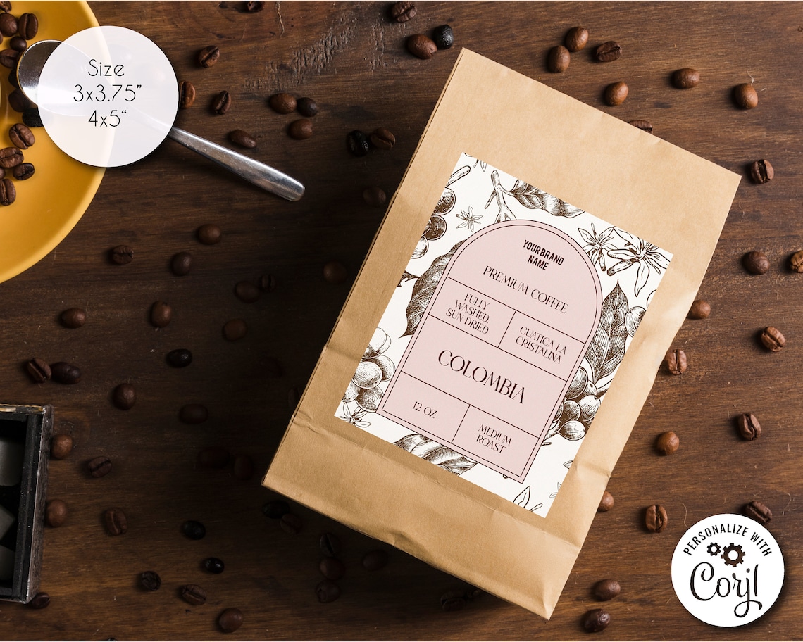 Modern Coffee Bag Label Template: Customizable Design (digital Download ...