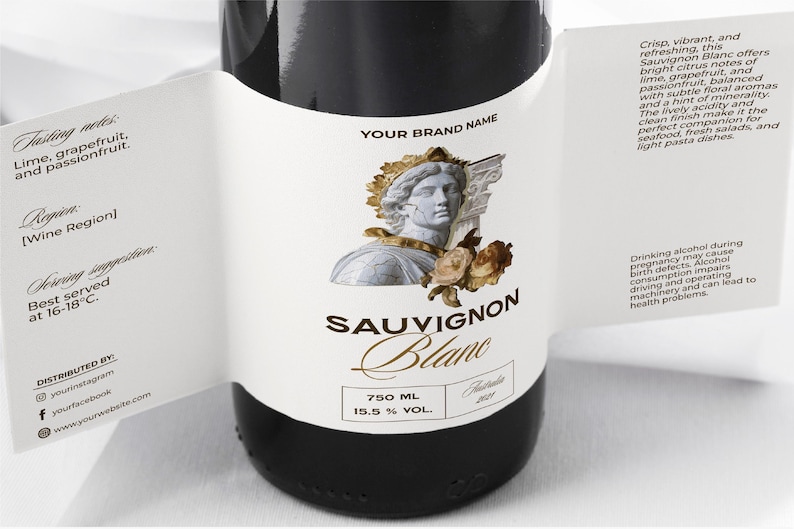 Editable Luxury Wine Bottle Label Template, Printable Antique Wrap ...