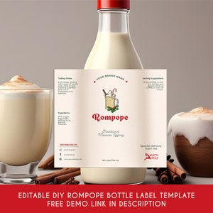 Editable Rompope Bottle Label Template, Printable Homemade Mexican ...