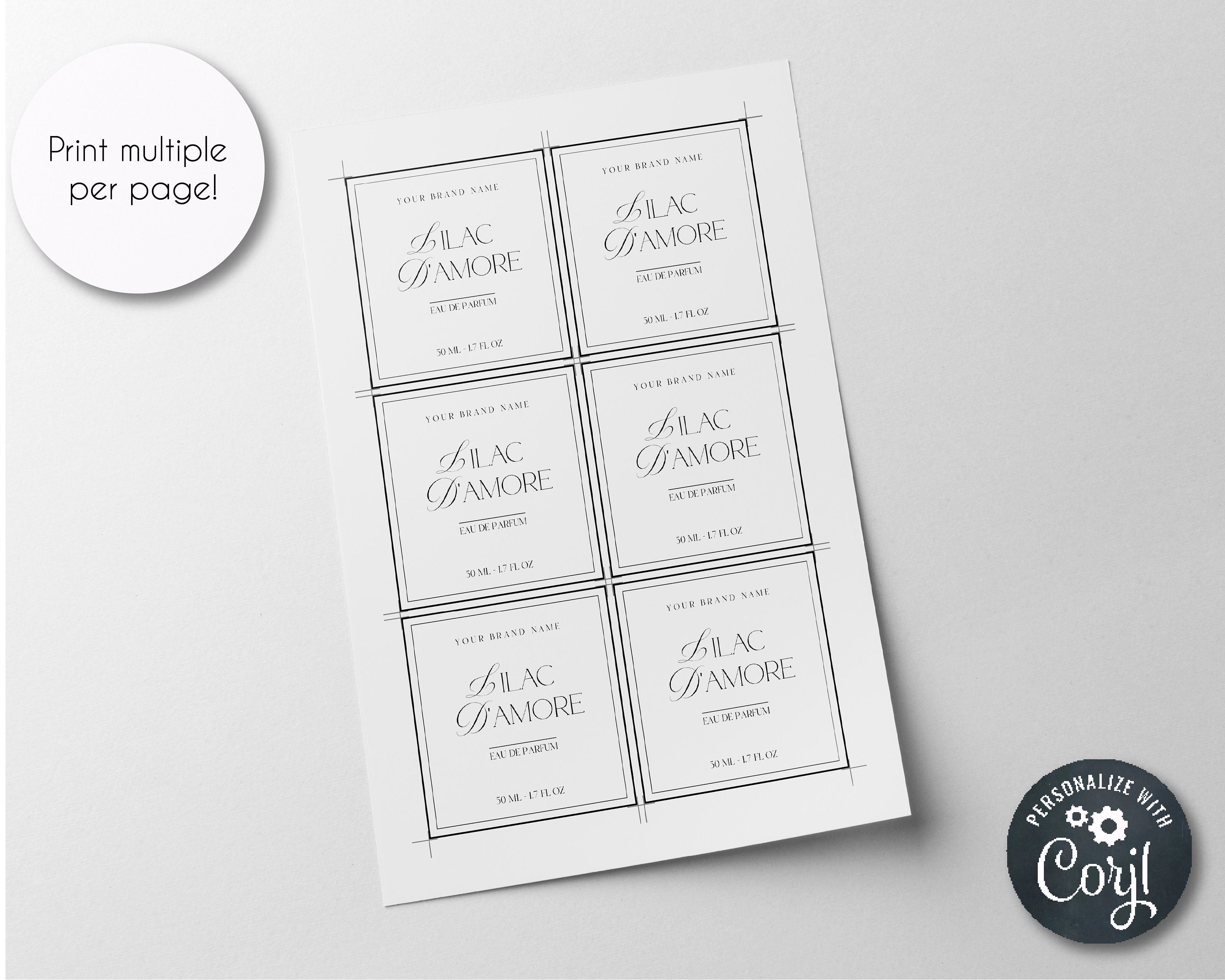 Editable Luxury Perfume Bottle Label Template, Custom Perfume Label ...