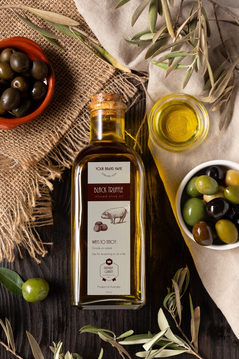Editable Truffle Infused Olive Oil Bottle Label Template (digital ...