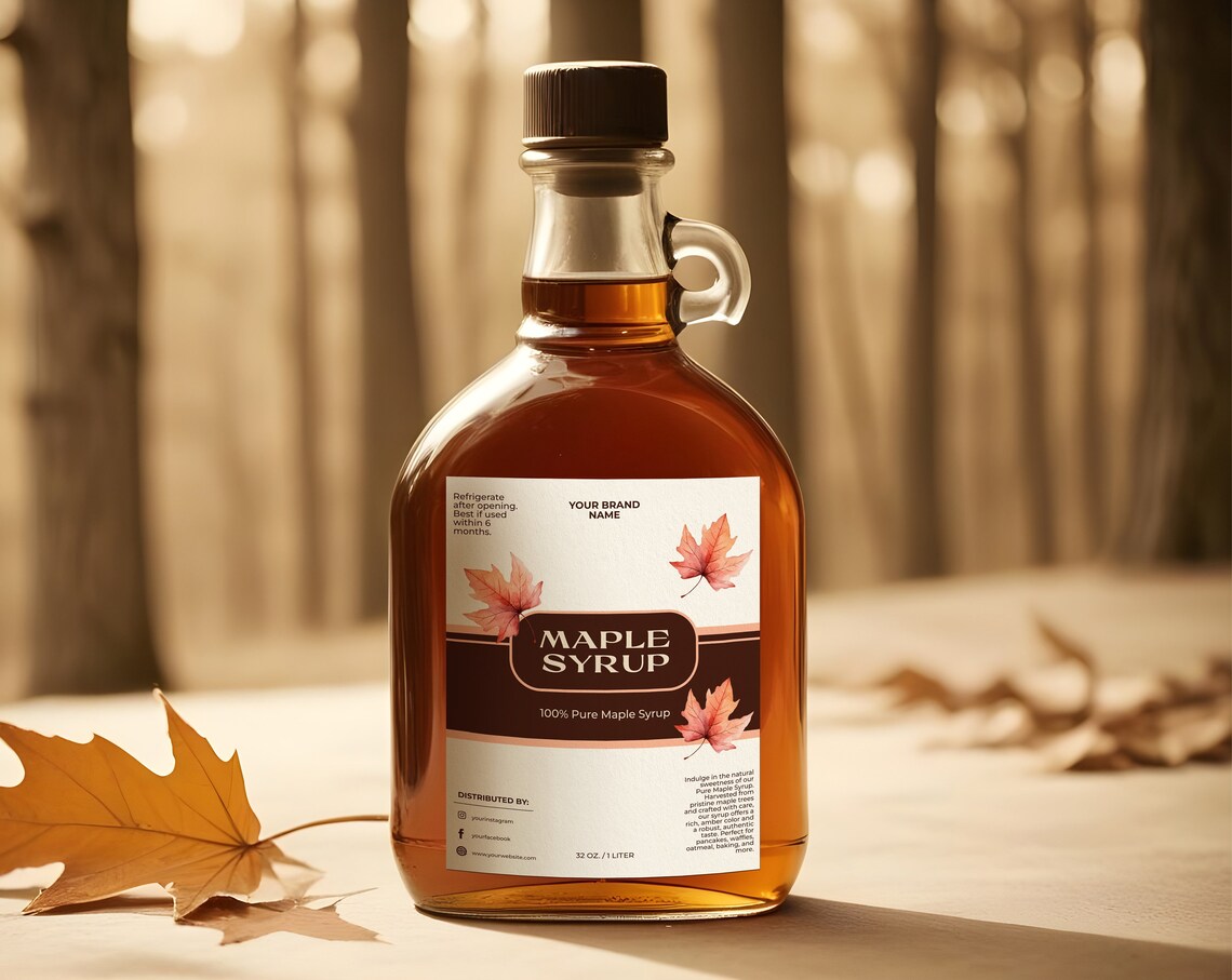 Editable Luxury Maple Syrup Label Template, Printable Homemade Maple ...