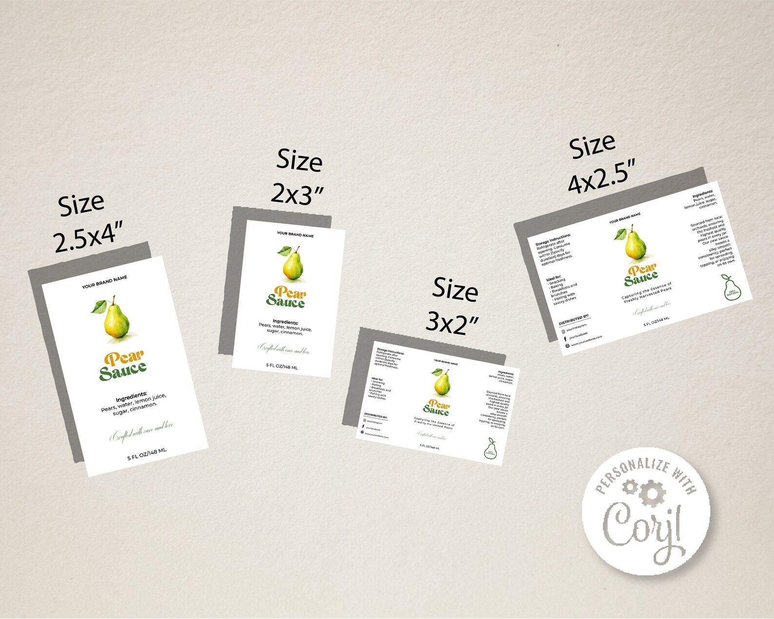 Editable Luxury Pear Sauce Jar Label Template, Printable Modern ...