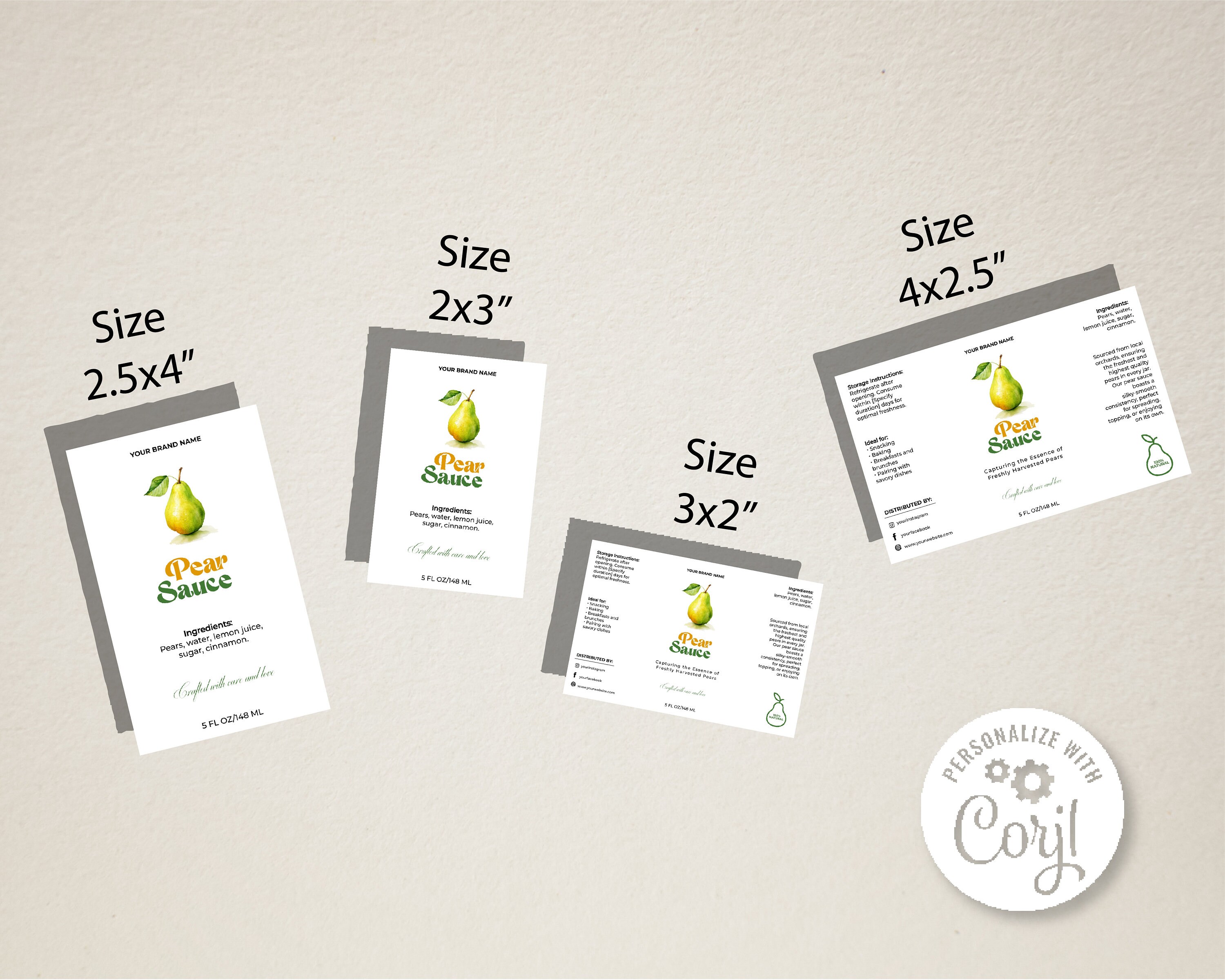 Editable Luxury Pear Sauce Jar Label Template, Printable Modern ...