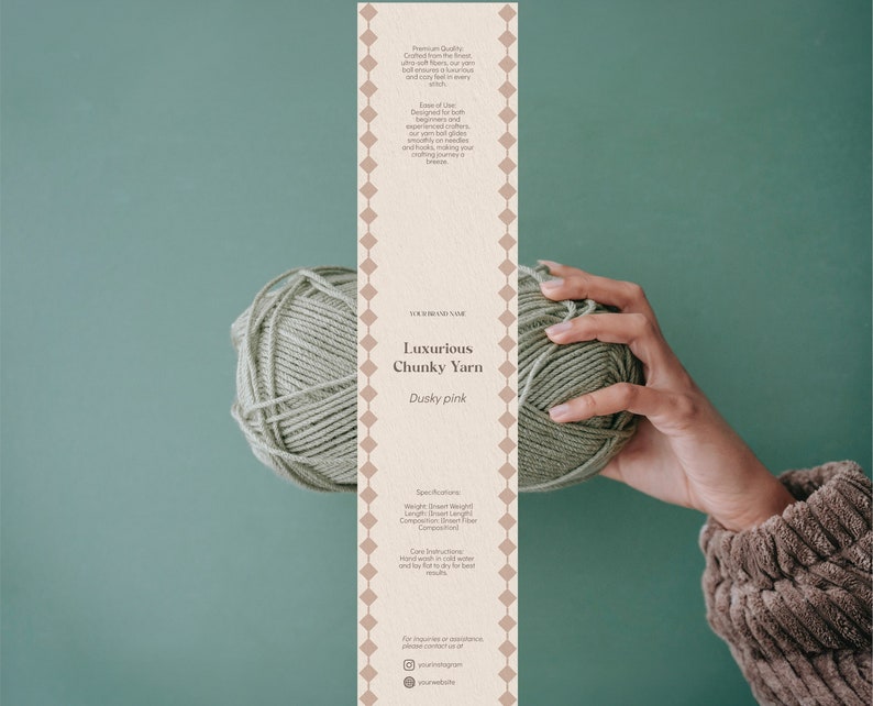 Editable Yarn Ball Wrap Label Template, Printable Minimalist Hand Spun ...