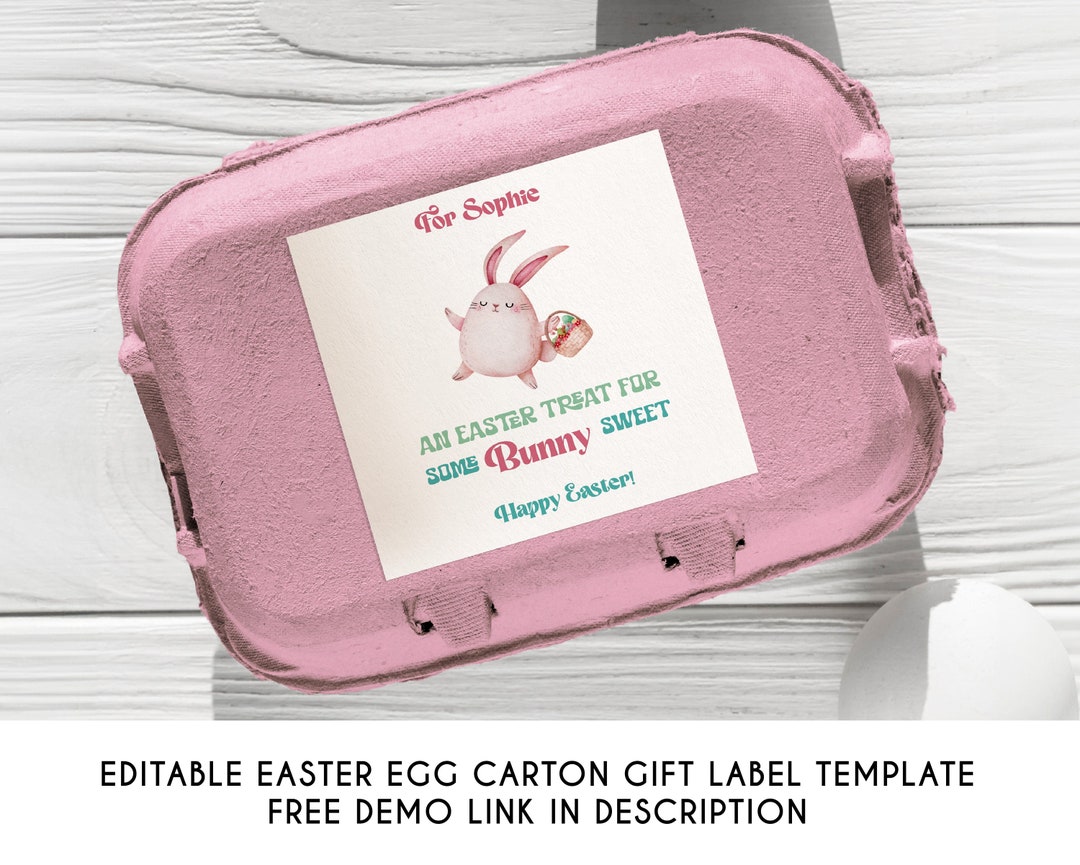 Editable Easter Egg Carton Label Template, Printable Custom Easter Gift Sticker, Personalized ...