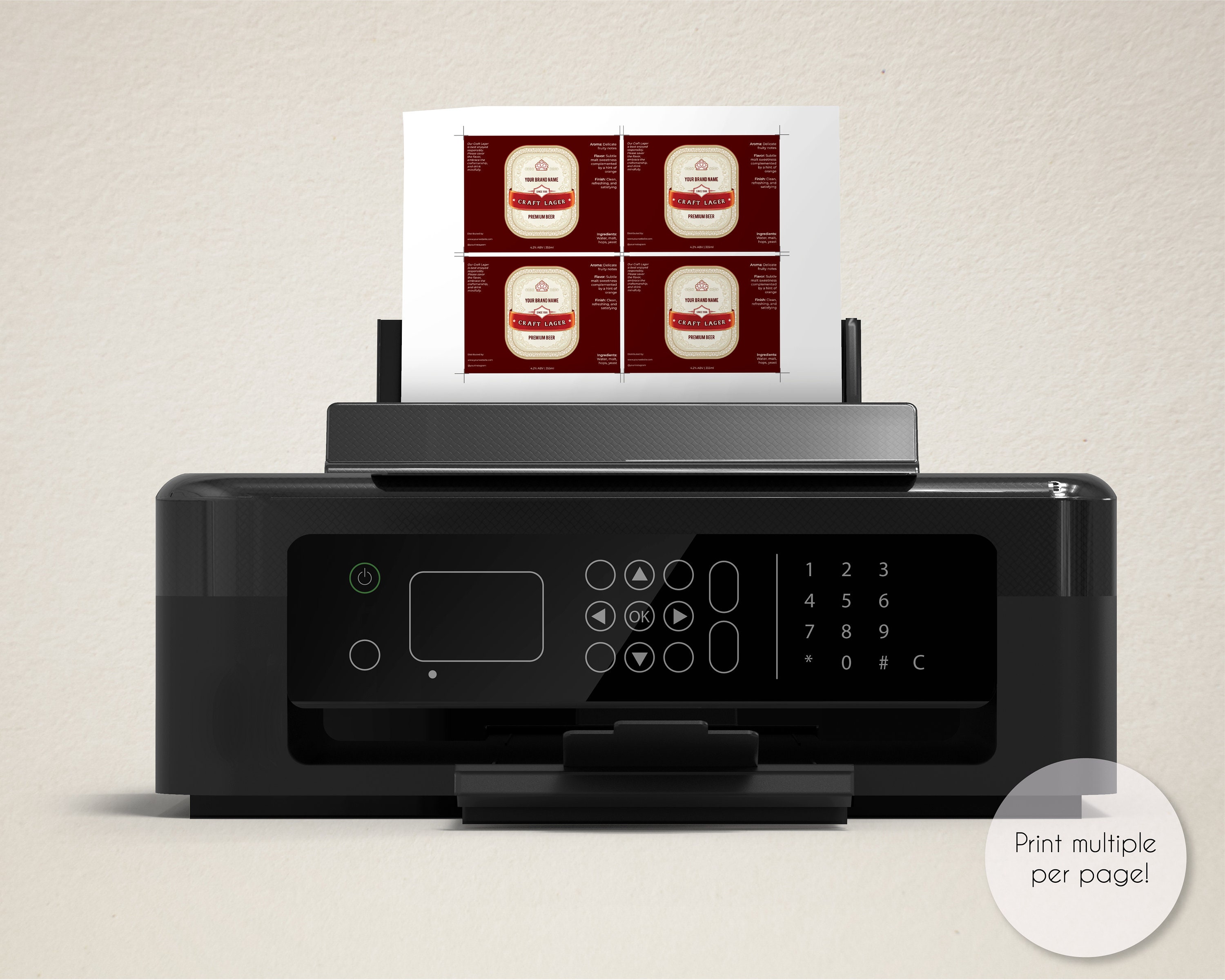 Editable Luxury Beer Bottle Label Template, Printable Custom Ale ...