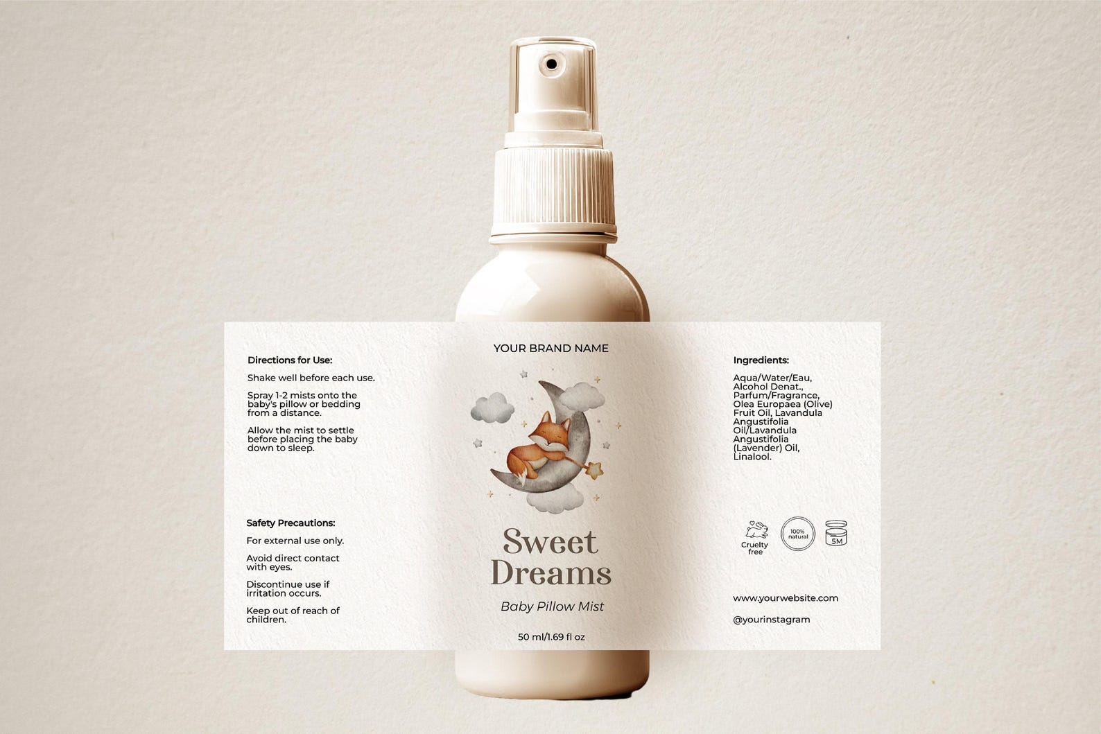 Baby Pillow Mist Label Template: Minimalist Sleep Spray Sticker ...