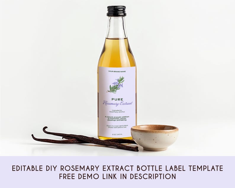 Editable Minimalist Rosemary Extract Bottle Label Template, Printable ...