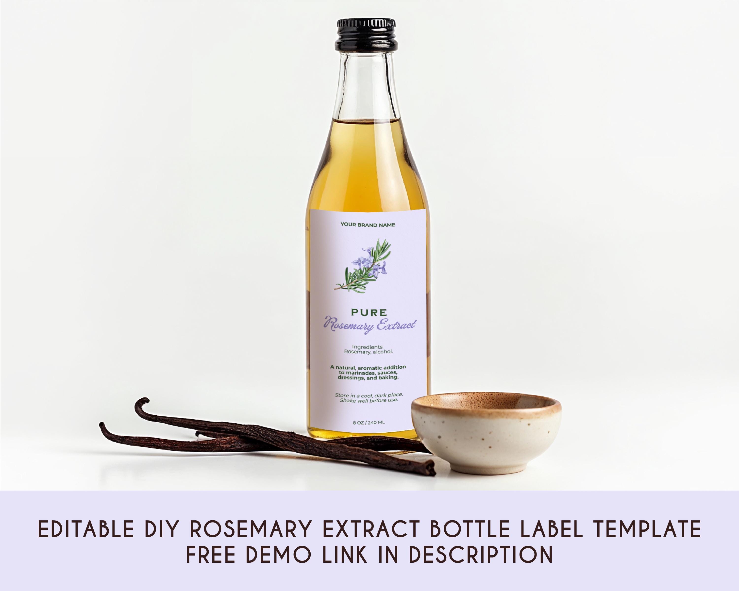 Editable Minimalist Rosemary Extract Bottle Label Template, Printable ...