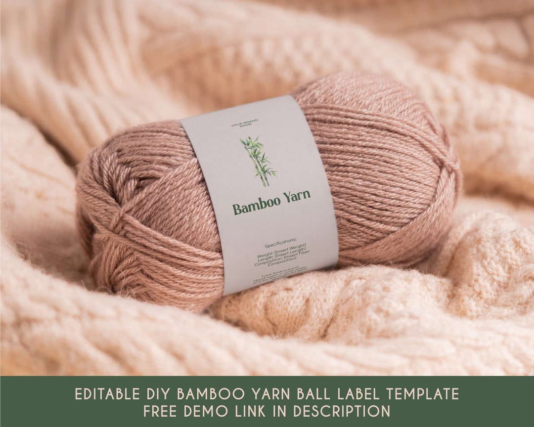 Editable Bamboo Yarn Ball Wrap Label Template, Printable Minimalist ...