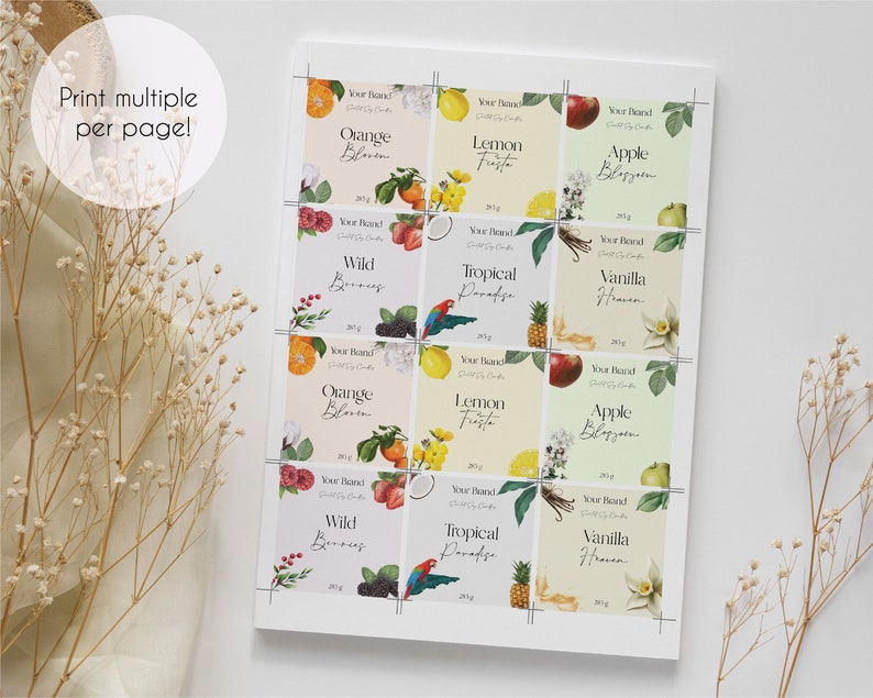 Editable Flower Candle Label Template Candle Label Bundle - Etsy