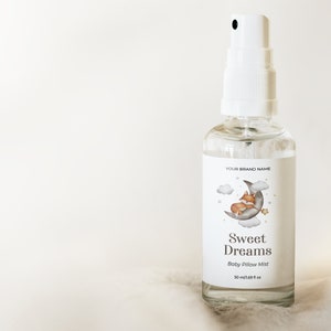 Baby Pillow Mist Label Template: Minimalist Sleep Spray Sticker ...