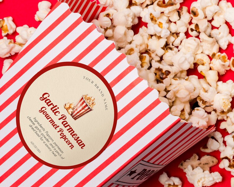 Editable Popcorn Round Label Template, Printable Popcorn Round Luxury ...