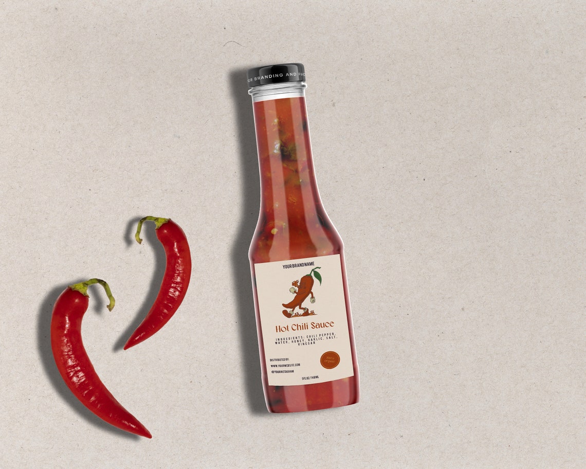 Editable Hot Chili Sauce Bottle Label Template, Modern Homemade Hot ...
