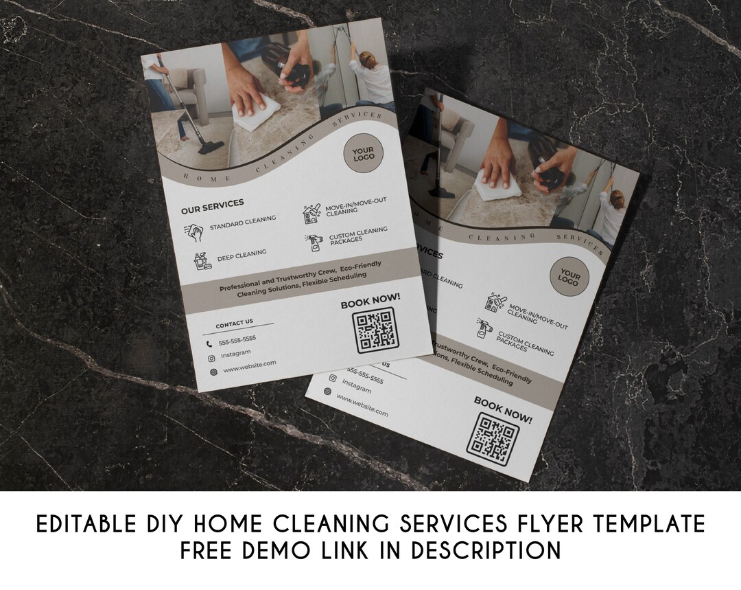 Editable Home Cleaning Services Flyer Template, Printable Promotional ...