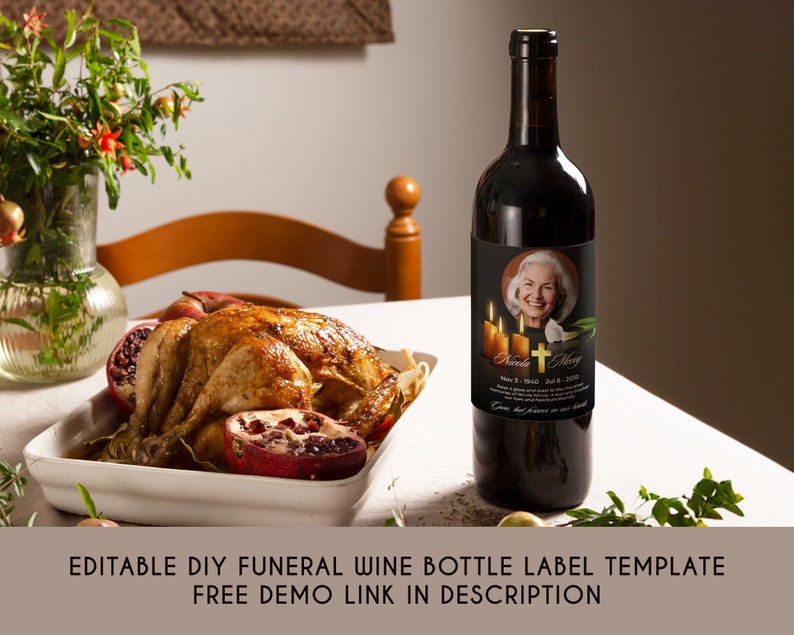 Editable in Loving Memory Photo Memorial Wine Label Template, Printable ...