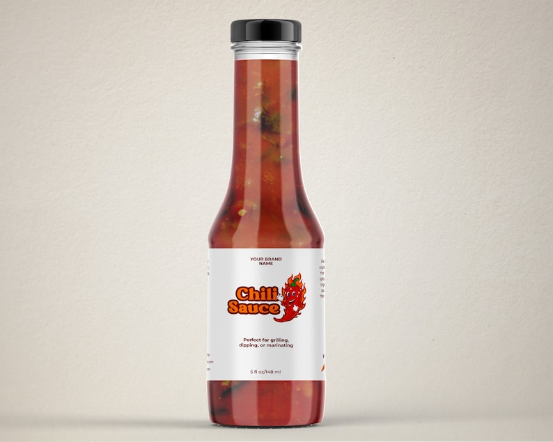 Editable Minimalist Hot Chili Sauce Bottle Label Template, Printable ...