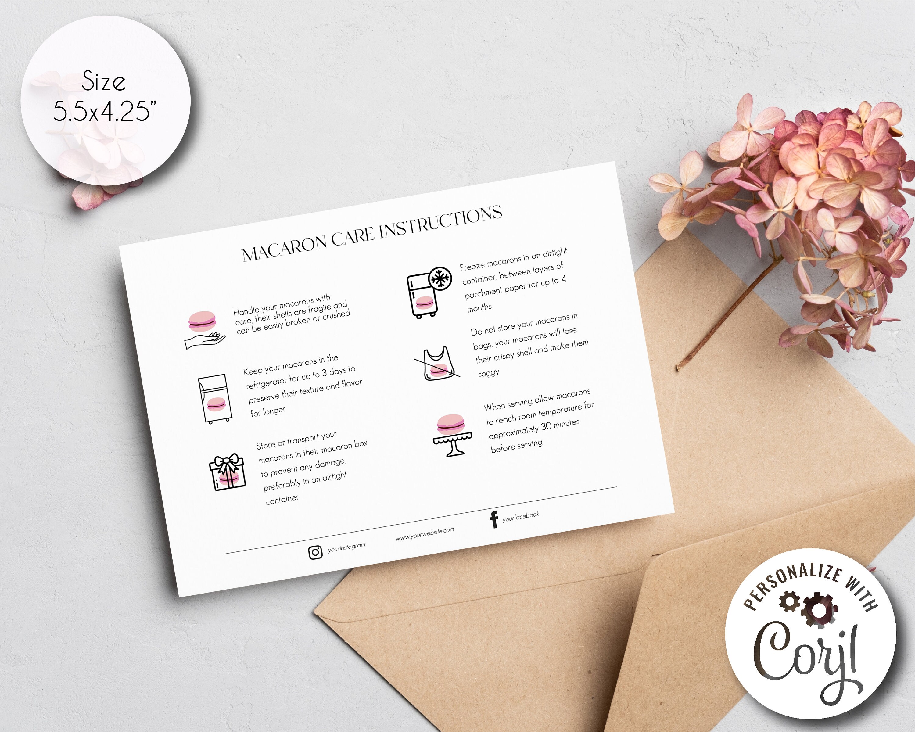 Editable Macaron Care Card Template: Minimalist Aftercare Guide ...