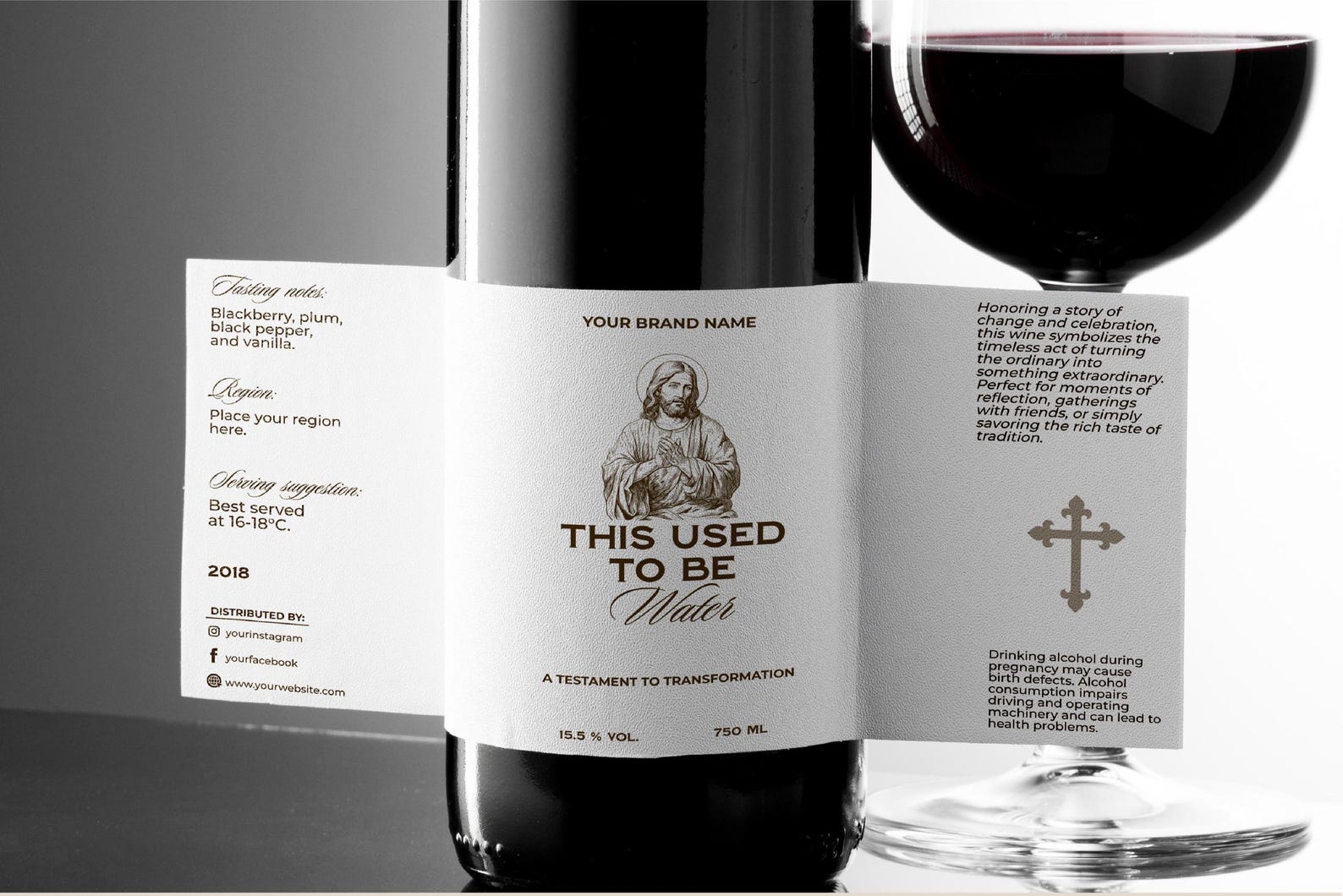 Editable Christian Wine Label Template: Religious Celebration (digital ...