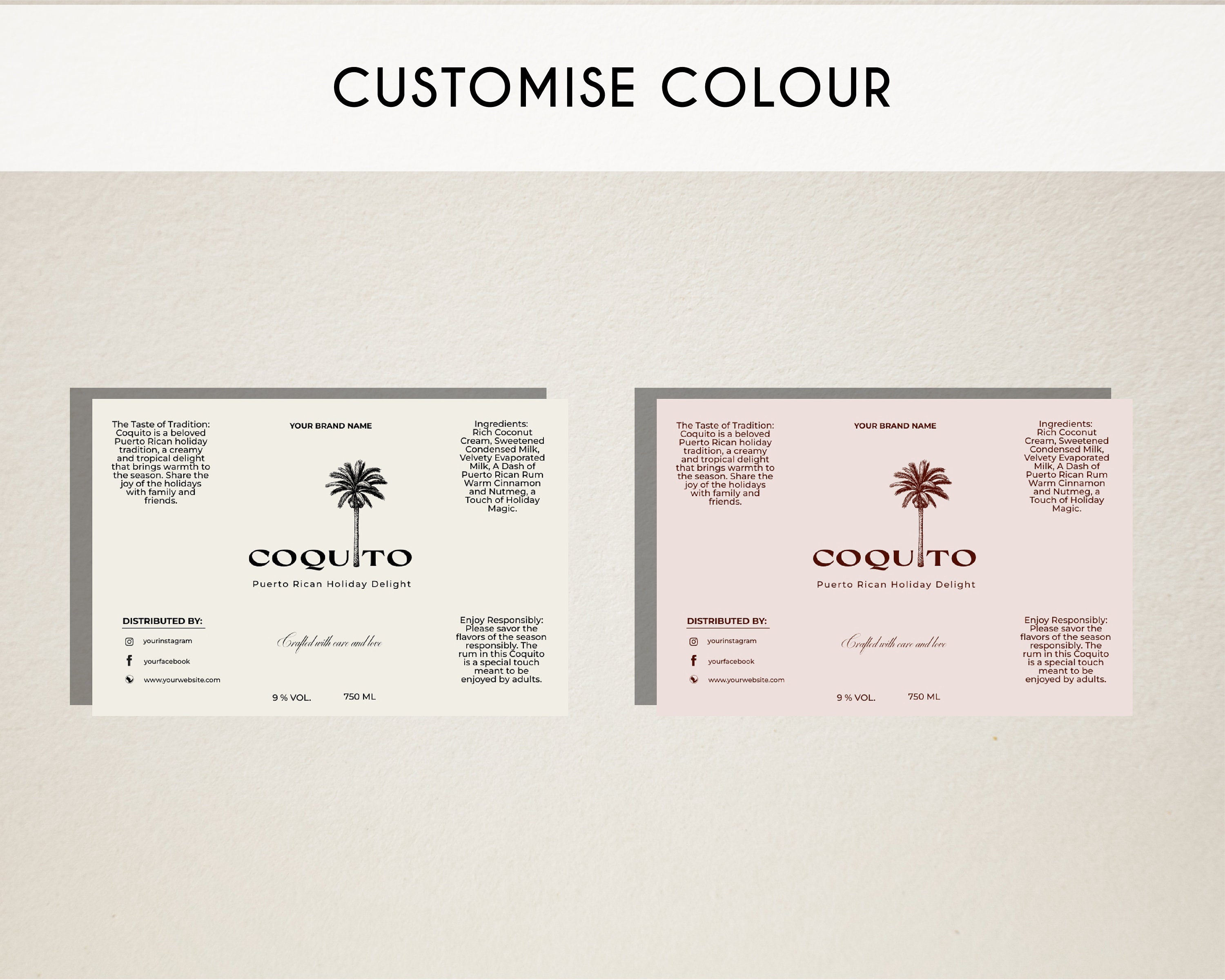 Editable Minimalist Coquito Bottle Label Template, Printable Modern ...