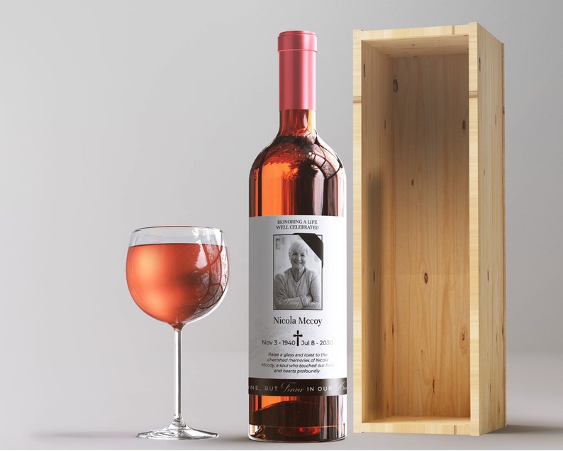 Editable in Loving Memory Photo Memorial Wine Label Template, Printable ...