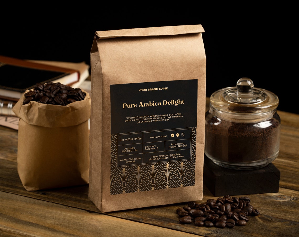 Editable Modern Arabica Coffee Bag Label Template, Printable Luxury ...