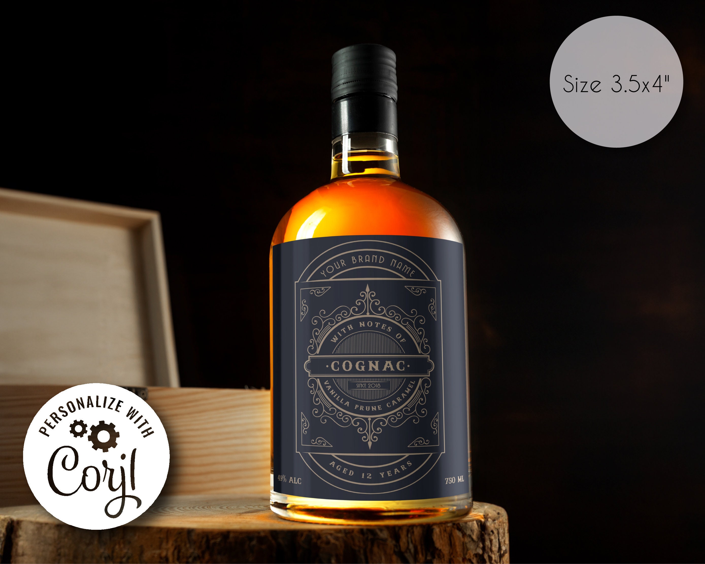 Editable Cognac Bottle Label Template, Printable Alcoholic Beverage ...