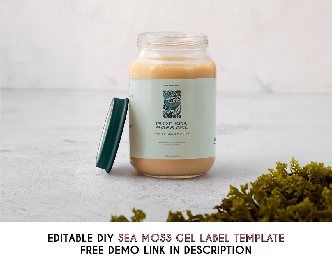Editable Sea Moss Gel Label Template, Printable Superfood Supplement ...
