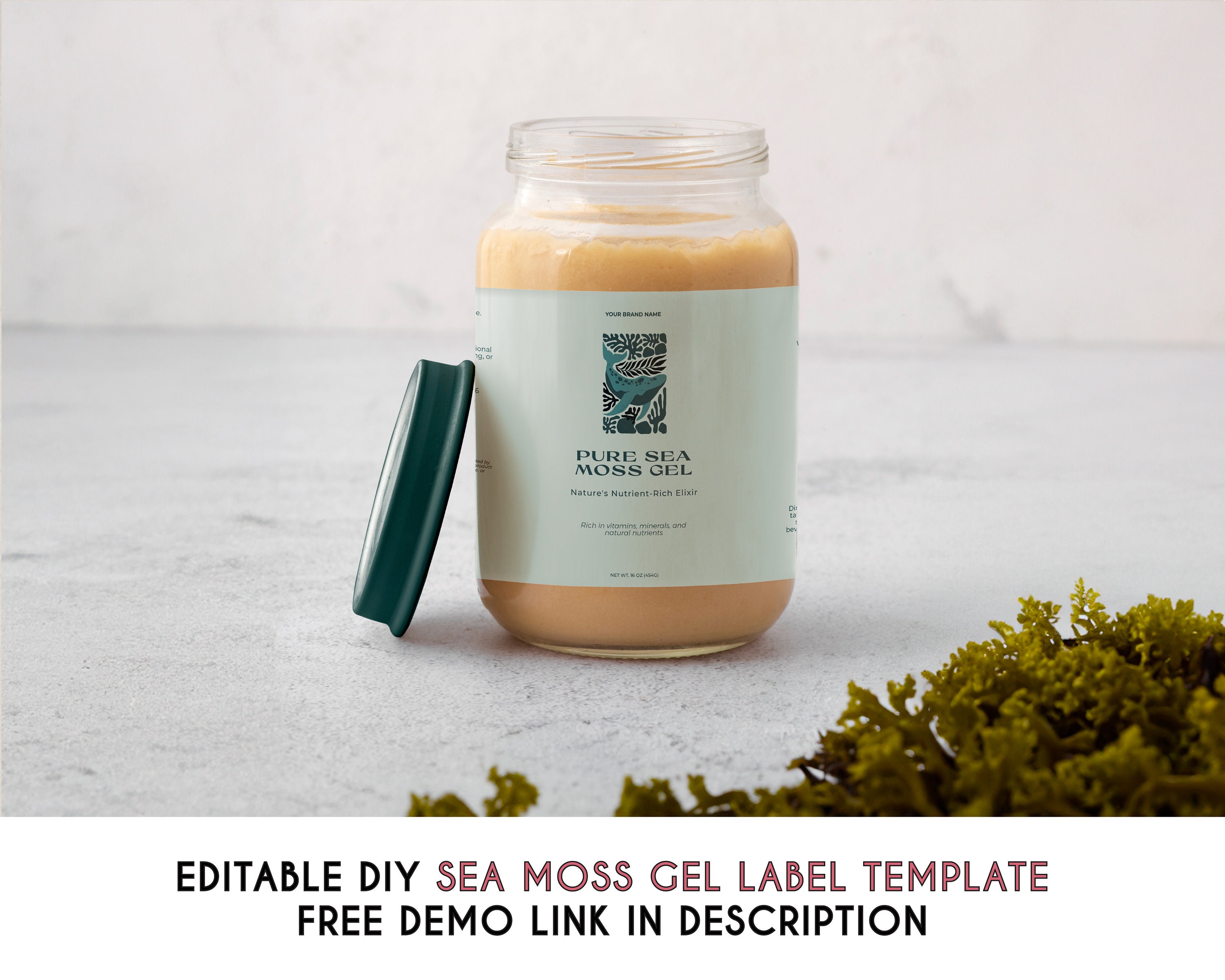 Editable Sea Moss Gel Label Template, Printable Superfood Supplement ...