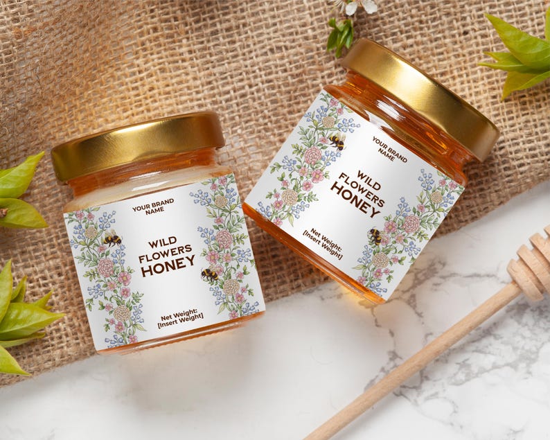 Editable Honey Jar Label Template: Elegant Floral Design (digital ...