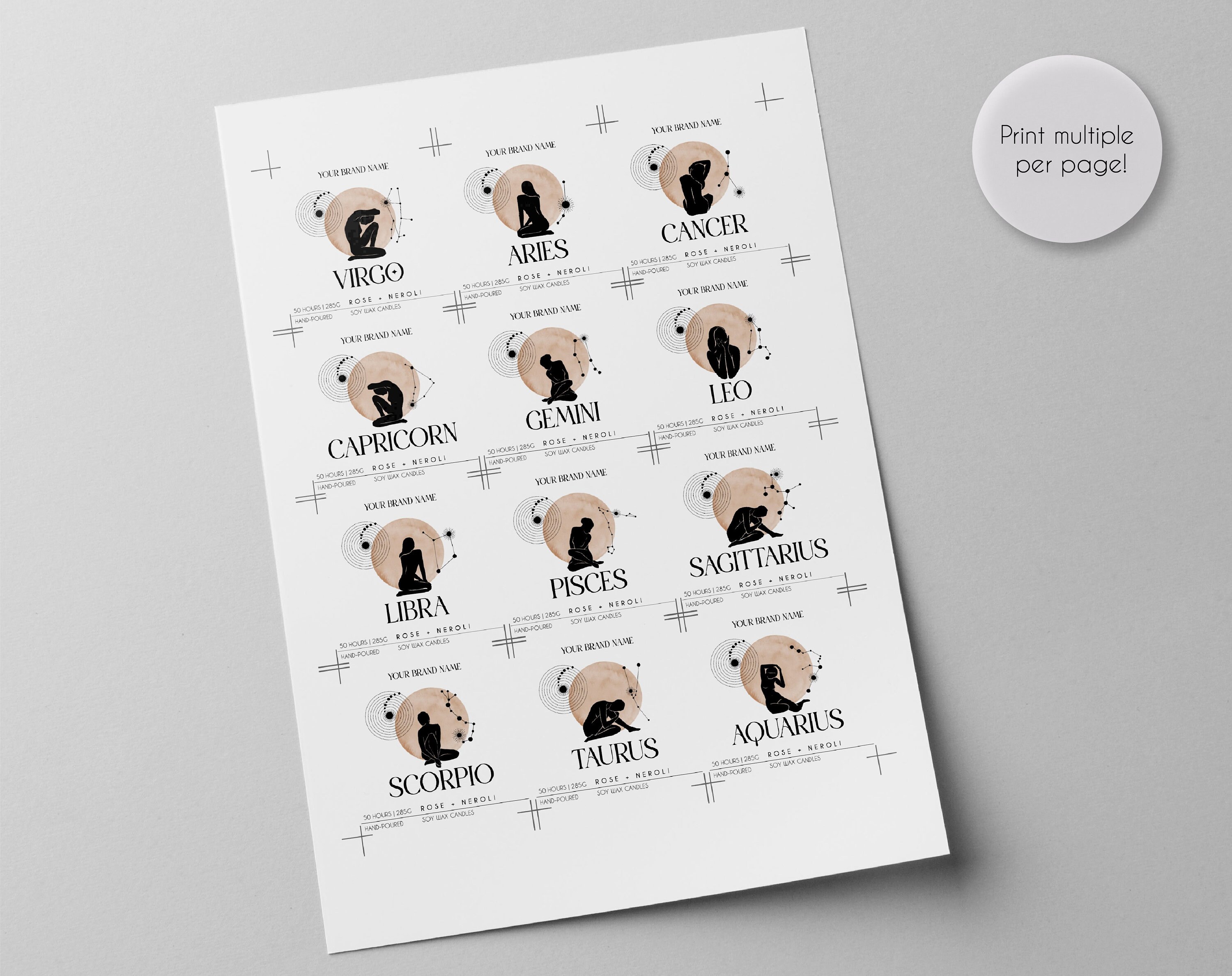 Editable Zodiac Candle Label DIY Candle Label Design - Etsy Australia