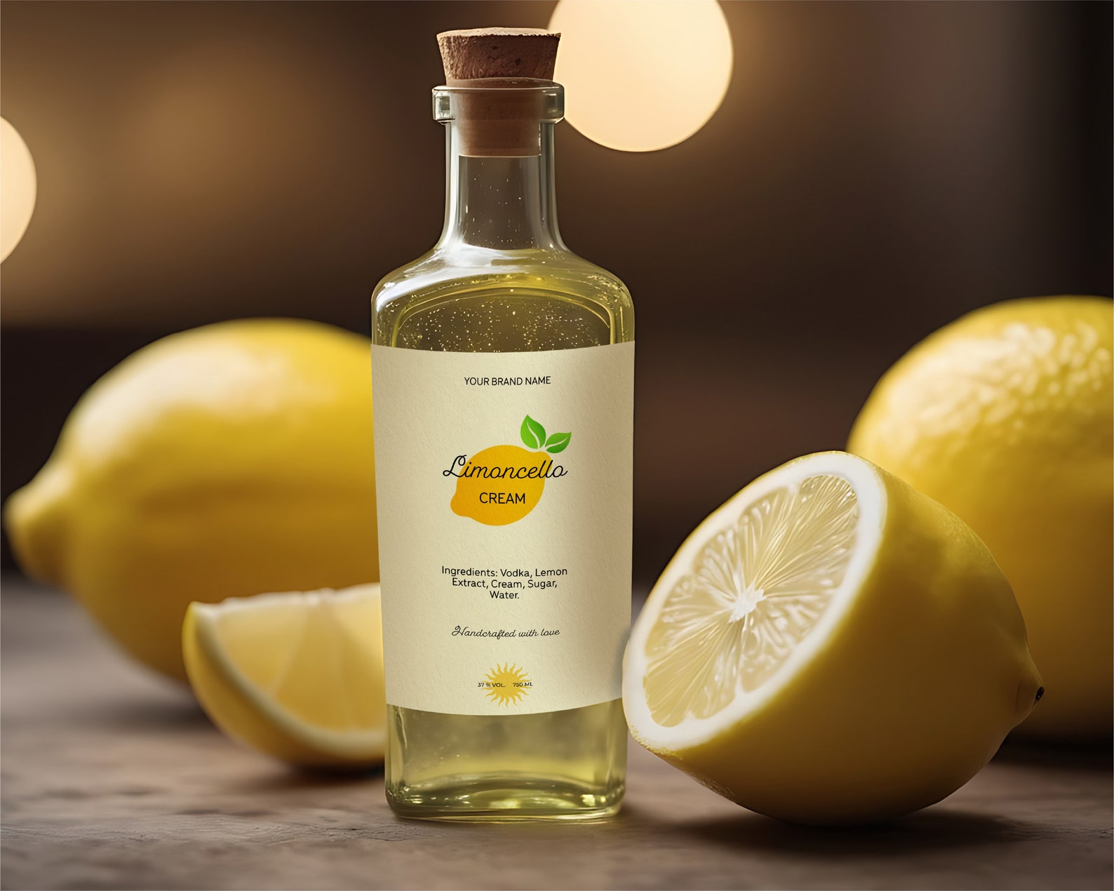 Editable Luxury Limoncello Сream Bottle Label Template, Printable ...
