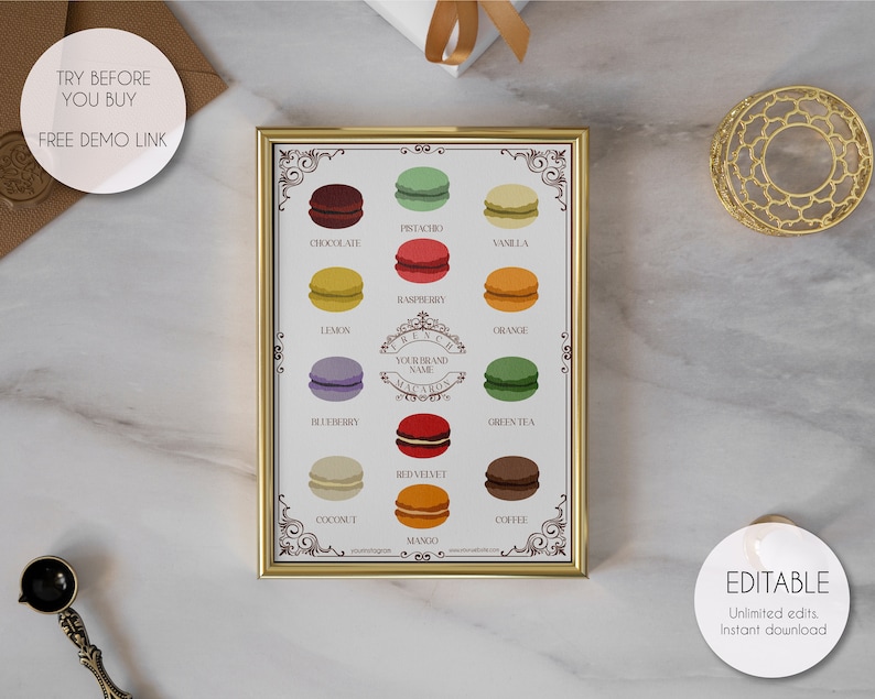 Editable Macaron Menu Template: Luxury Flavor List (digital Download ...