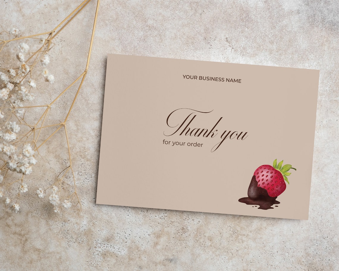Editable Elegant Chocolate Strawberries Care Card Template, Printable ...