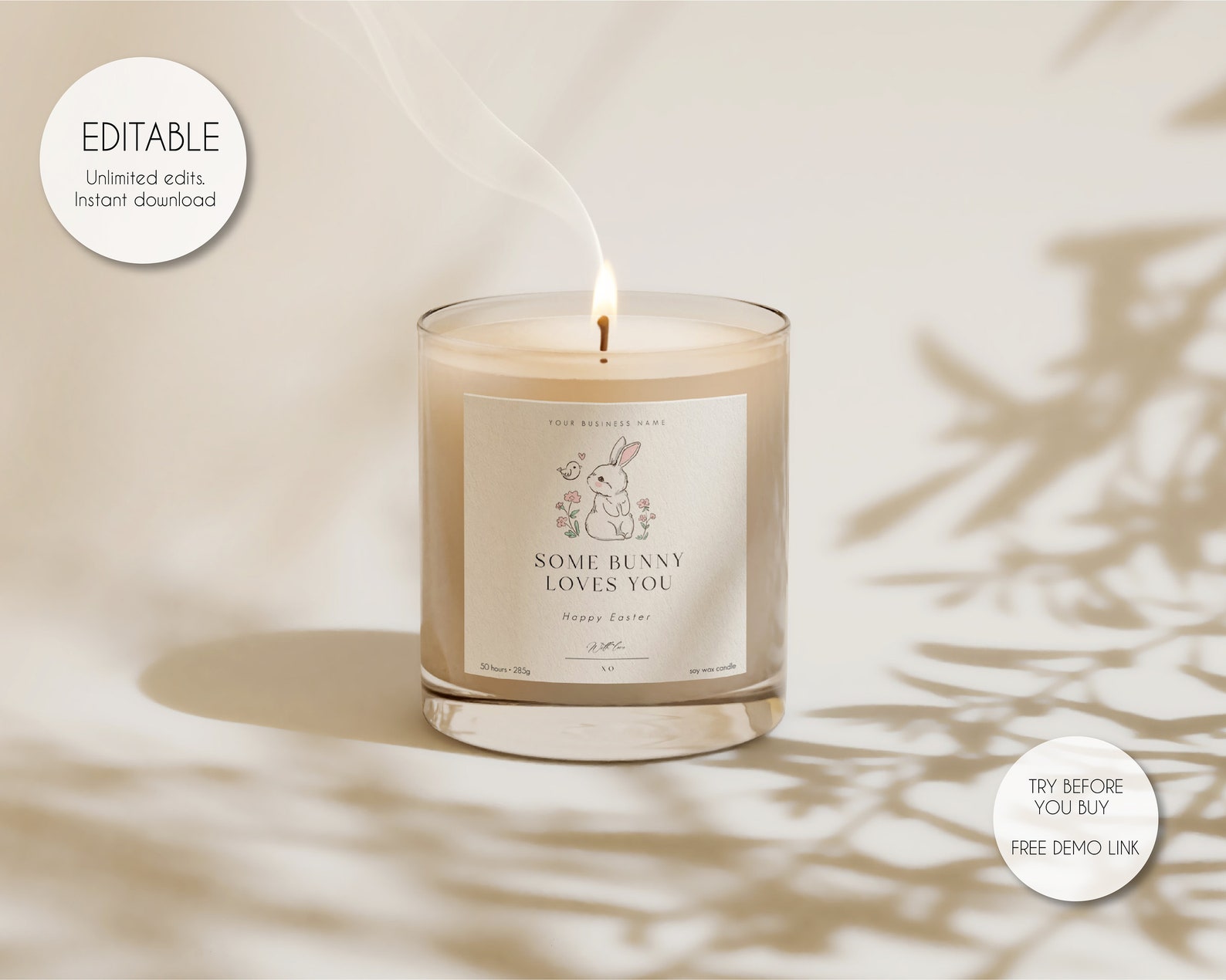 Editable Easter Candle Label Template, Custom Minimalist Luxury Candle ...