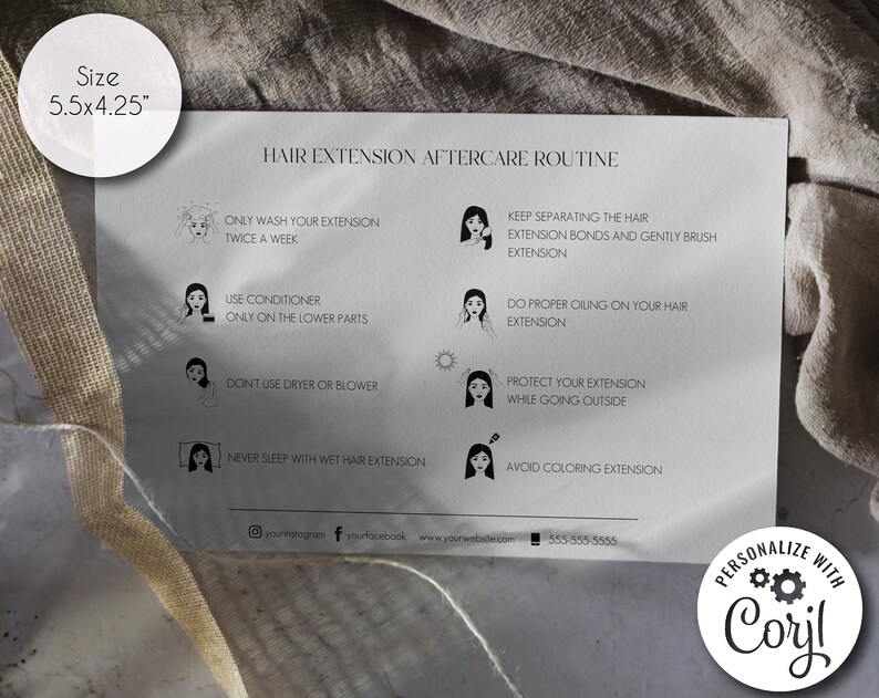 Editable Hair Extension Aftercare Template Printable Hair - Etsy