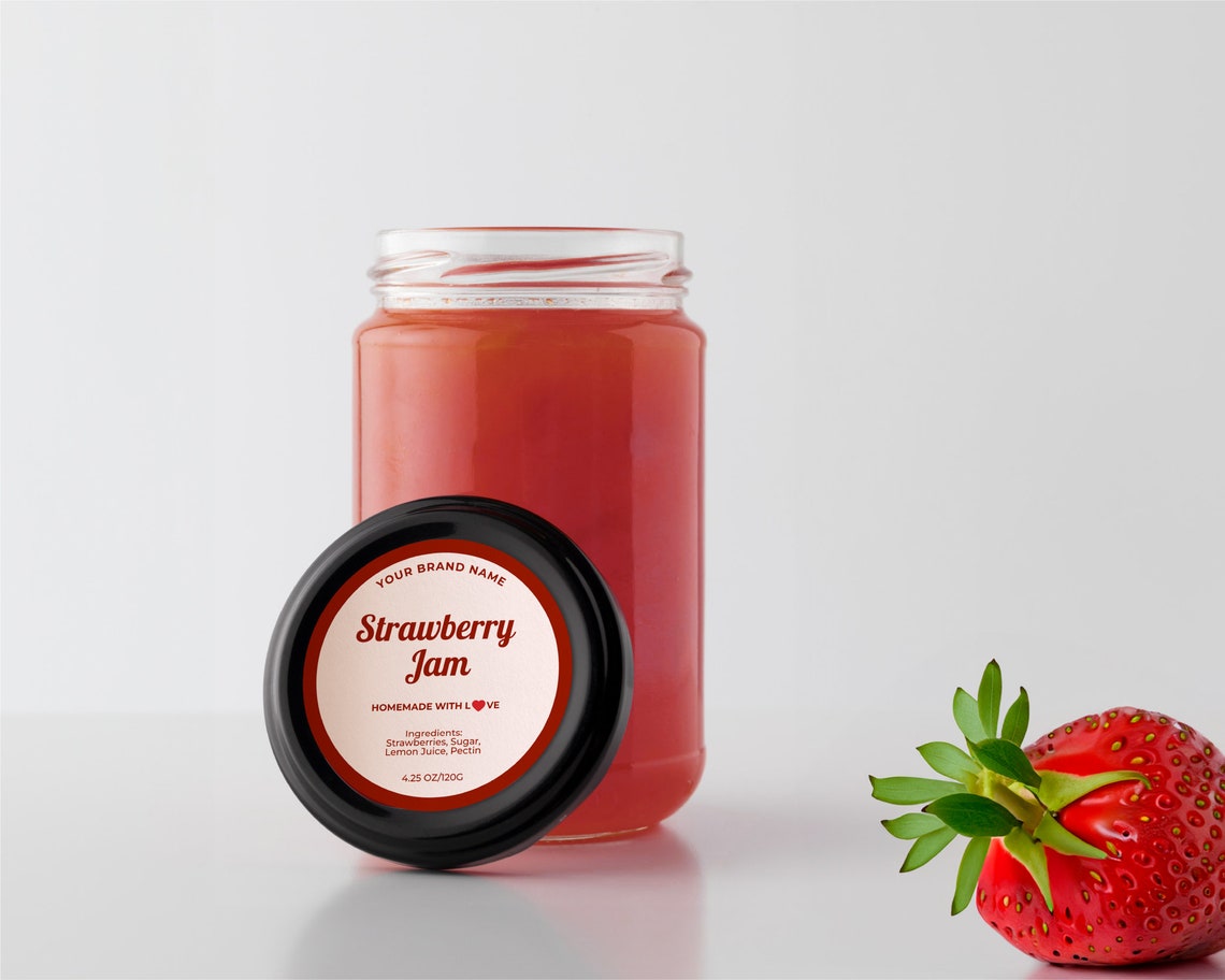 Editable Jam Canning Round Label Template: Homemade Food Sticker ...