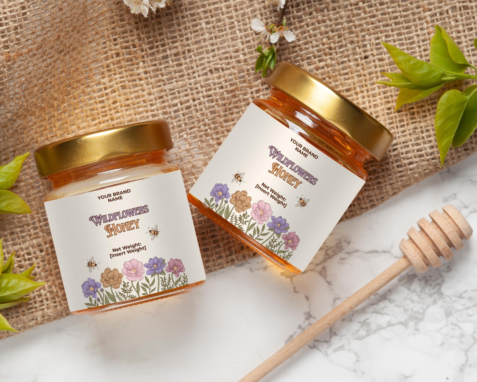 Editable Luxury Honey Jar Label Template, Printable Custom Elegant ...