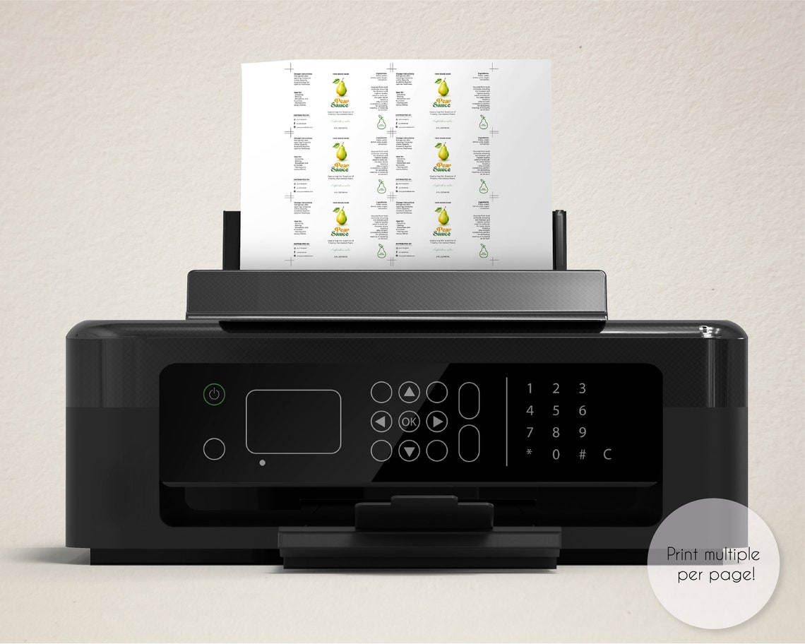 Editable Luxury Pear Sauce Jar Label Template, Printable Modern ...