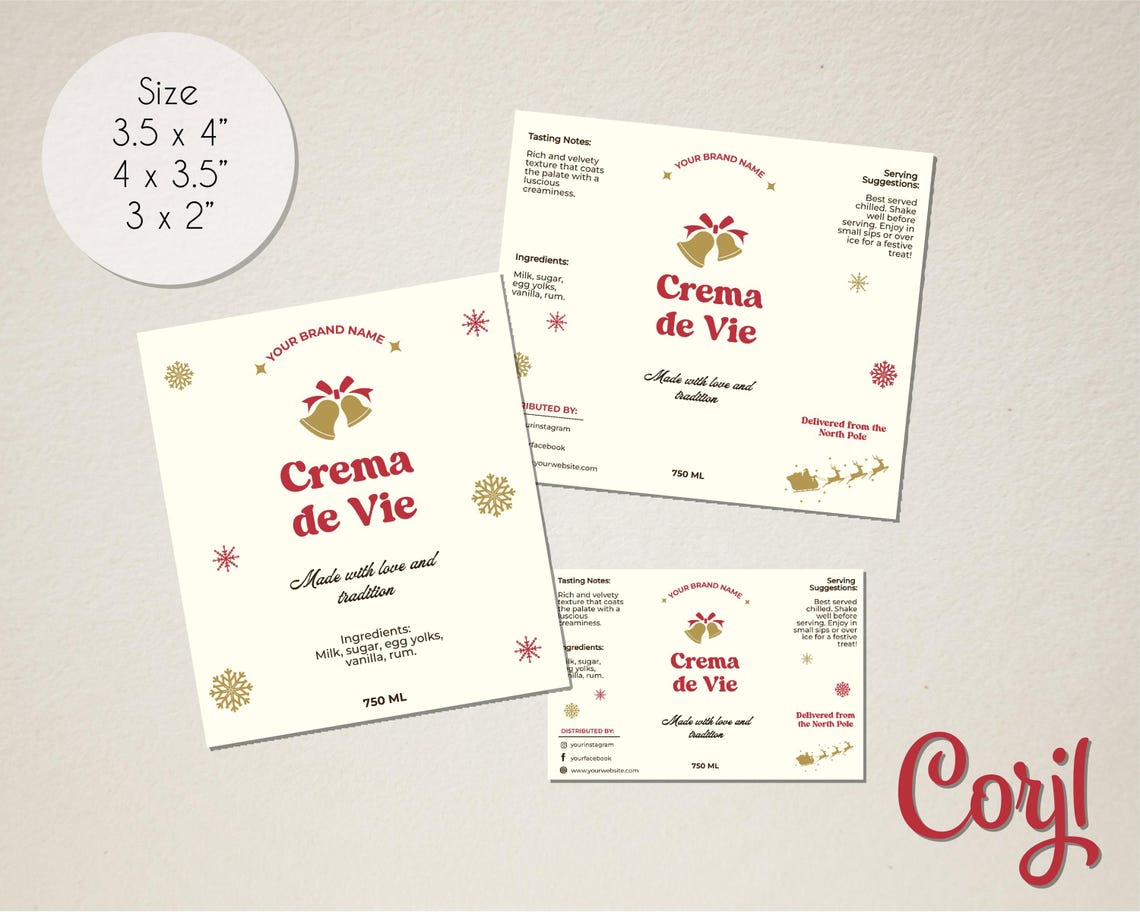 Editable Crema De Vie Bottle Label Template, Printable Homemade Cuban ...