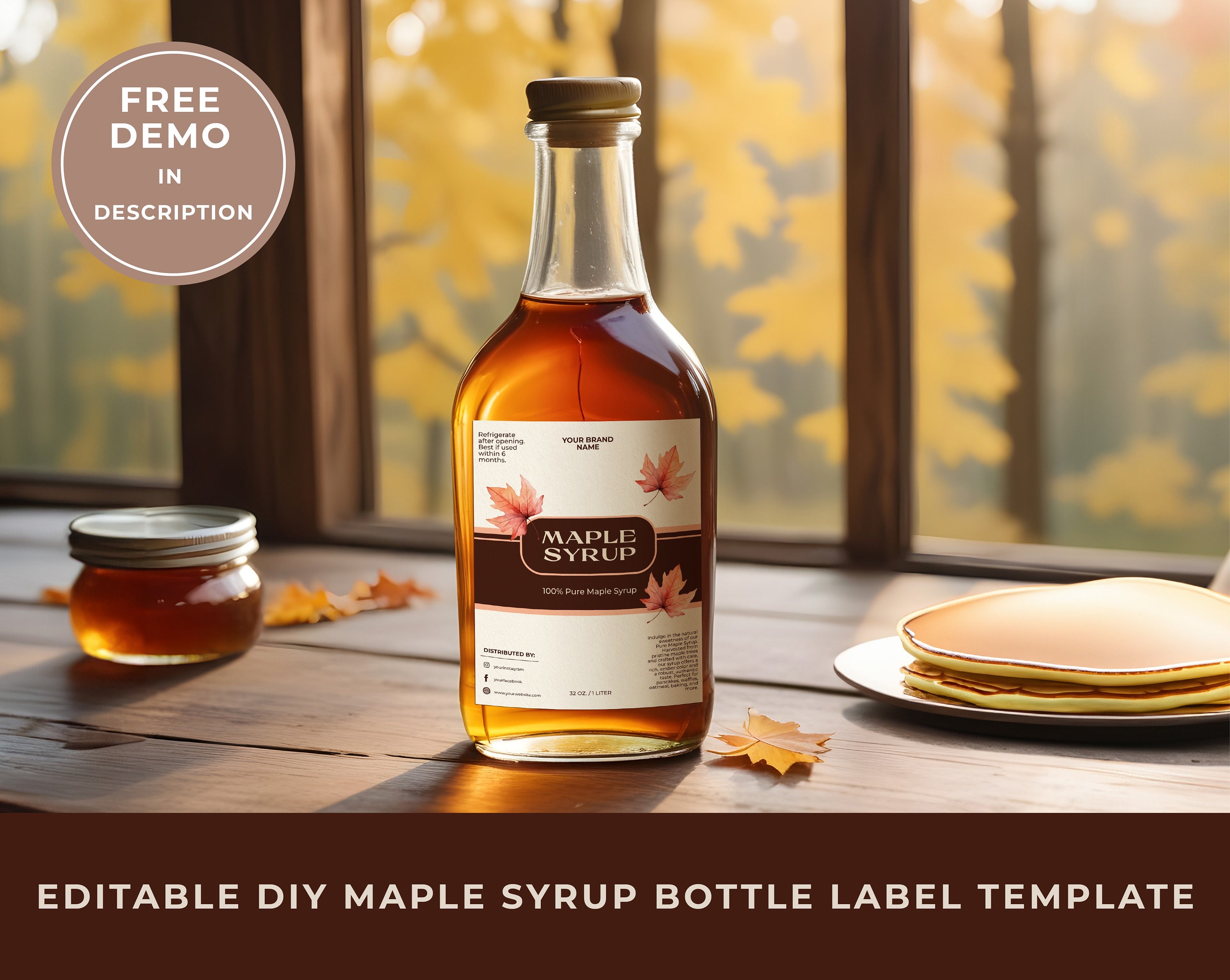 Editable Luxury Maple Syrup Label Template, Printable Homemade Maple ...