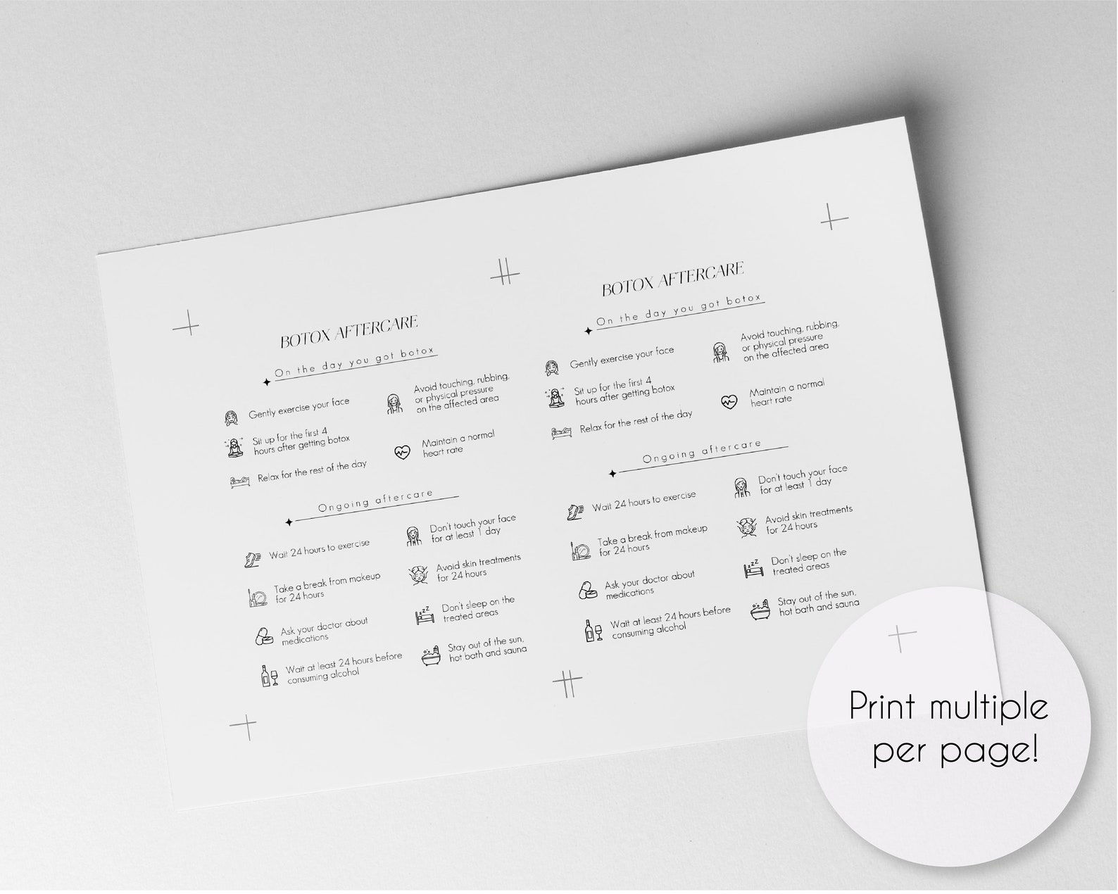 Editable Botox Aftercare Card Template, Custom Minimalist Botox Care ...